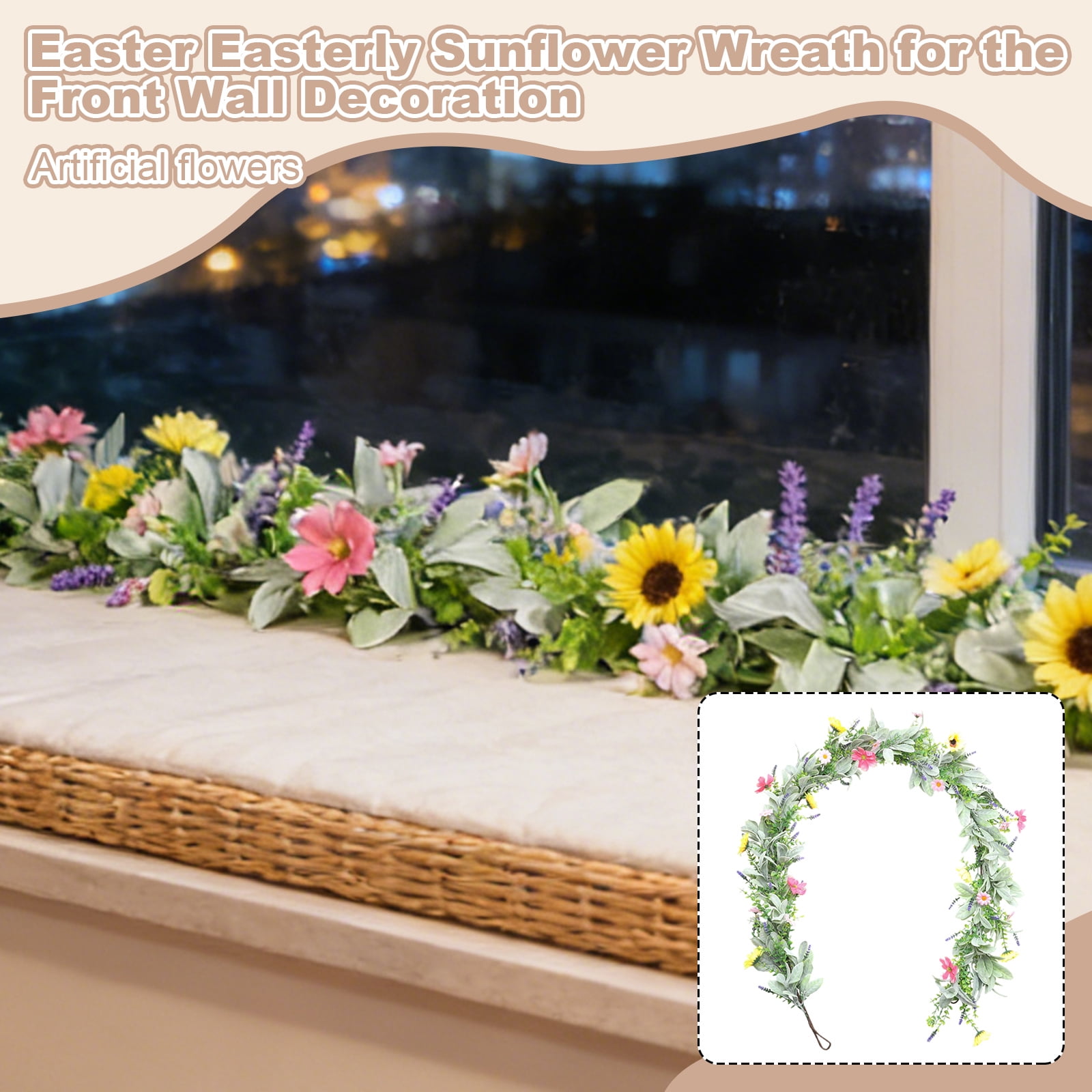 Easter Sunflower Vines With Rabbit Ear Leaves, Lavender & Small ...