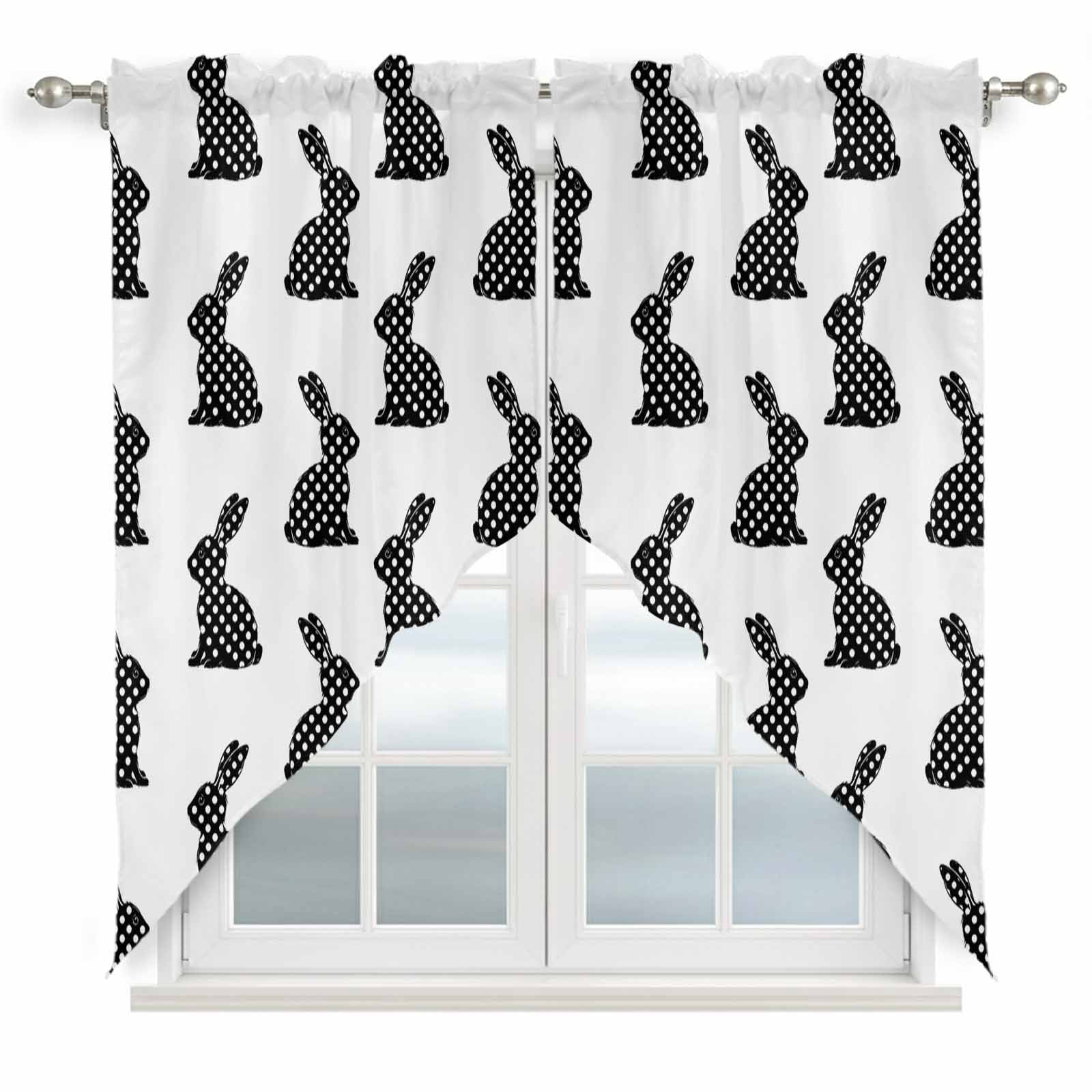 Easter Swag Curtains Black Pots Bunny Rabbit Farmhouse Bunny Rabbit ...