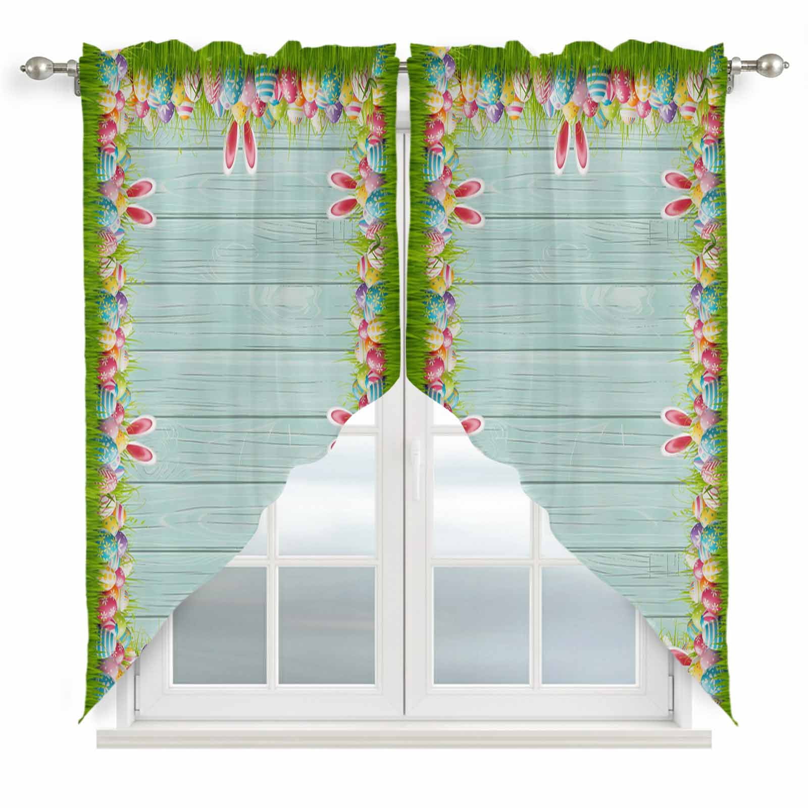 Easter Swag Curtains for Kitchen/Bedroom/Living Room, Spring Rabbit ...