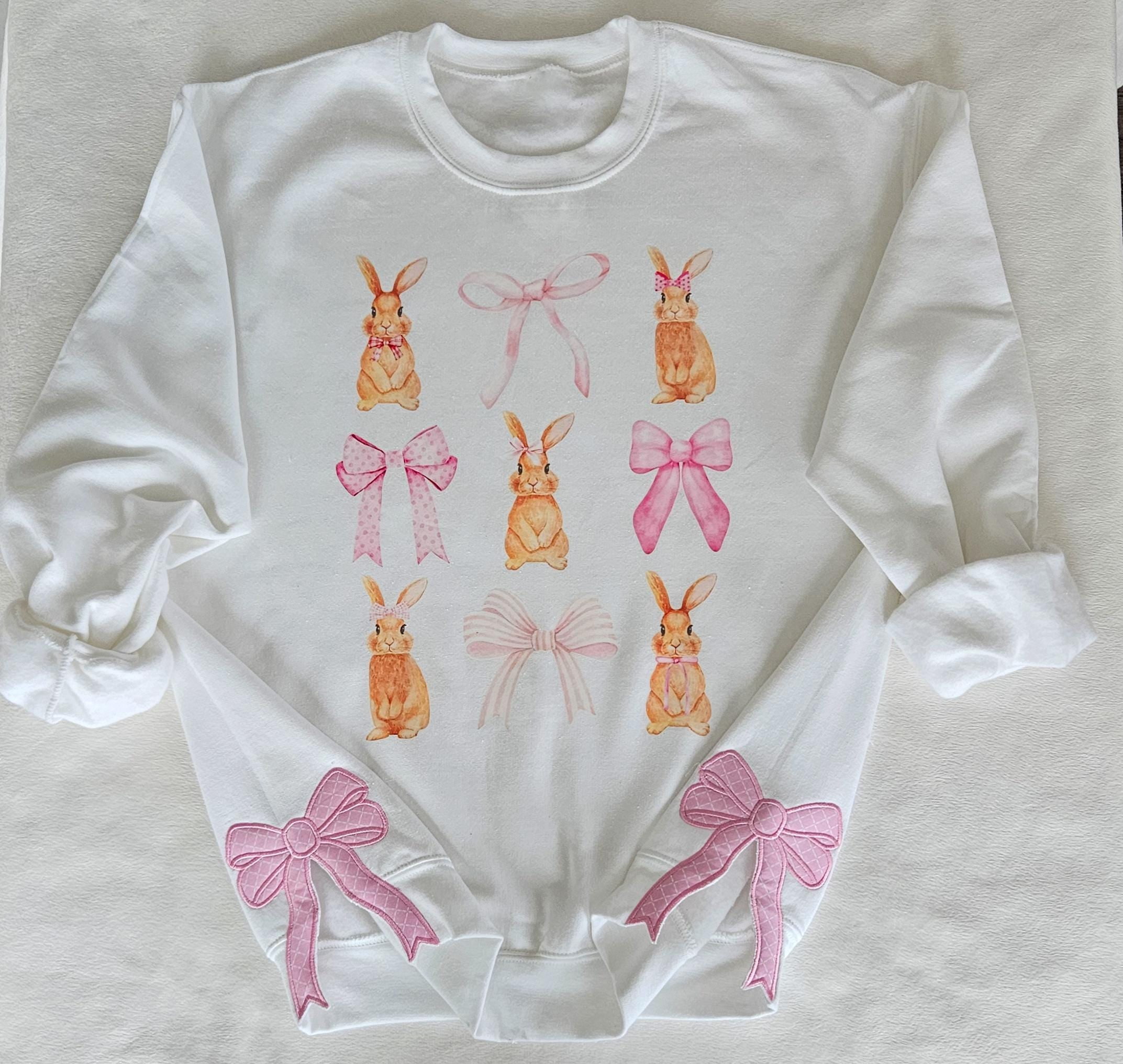 Easter Sweatshirt, side bows, bunnies and bows, split side bows ...