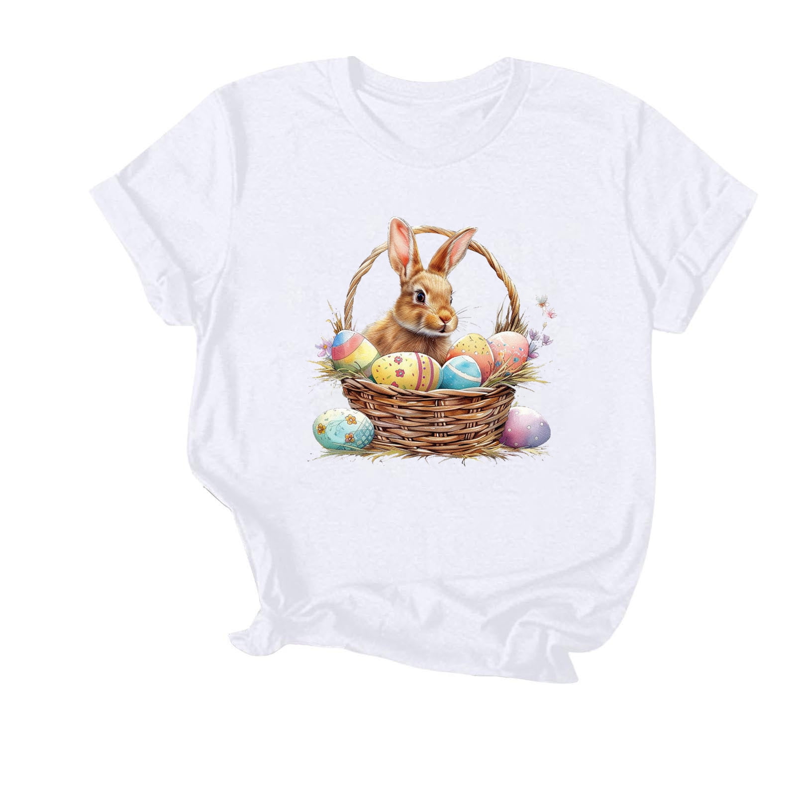 Easter T Shirts for Women Cute Bunny Easter Eggs Print Short Sleeve ...