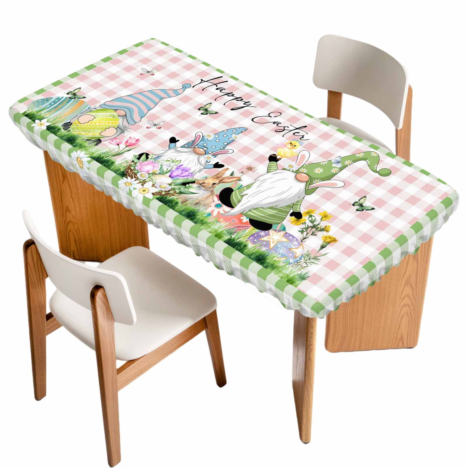 Easter Table Cloths for 6 Foot Rectangle Tables, Spring Gnomes Floral ...