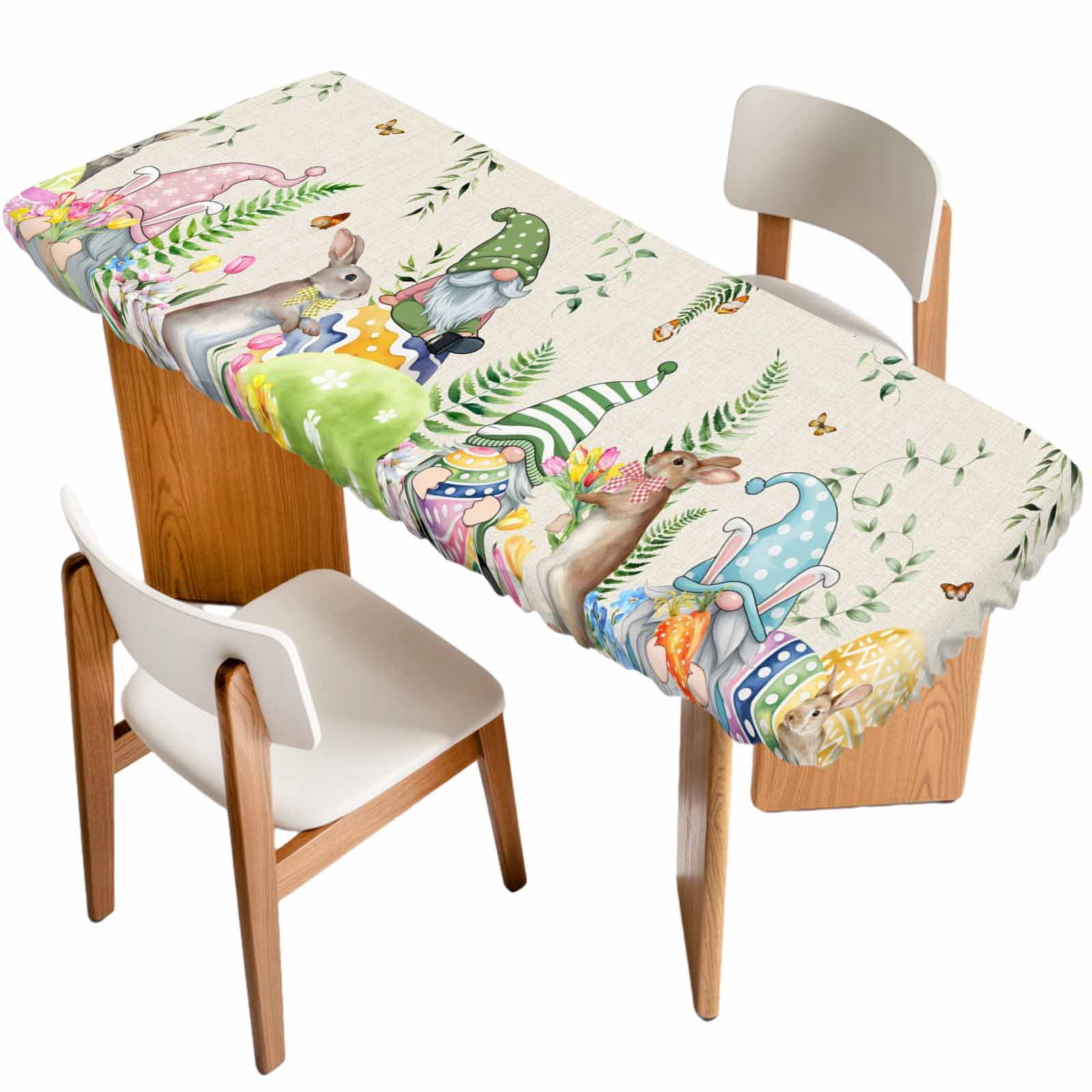 Easter Table Cloths for 8 Foot Rectangle Tables, Eggs Gnomes Bunny ...
