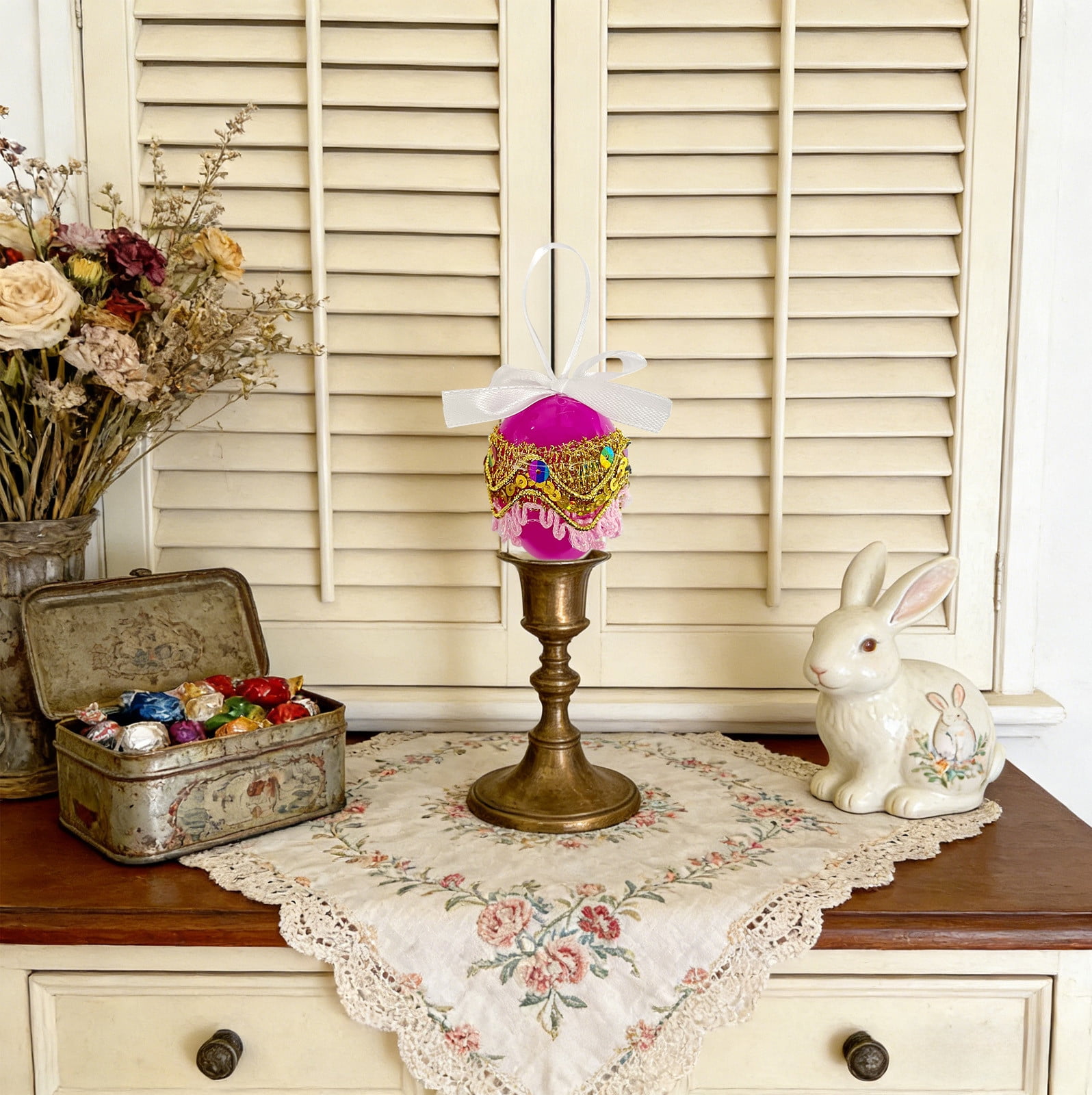 Easter Table Decor,Easter 6cm Bow Ribbon Egg Pendant - Walmart.com