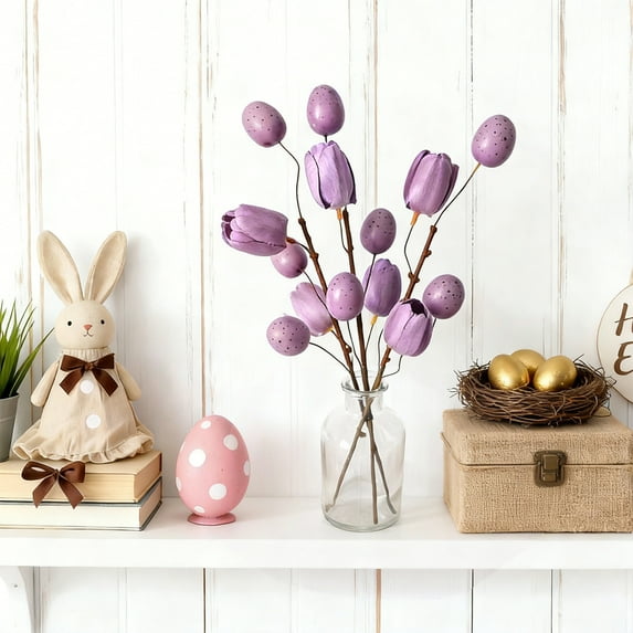 Easter Table Decor,Easter Decorations Tulips Easter Eggs Flower ...
