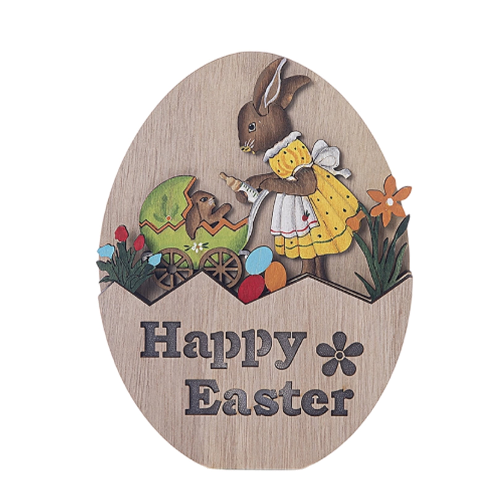 Easter Table Decor Wooden Signs with Lighted Easter Bunny Wood Decor ...