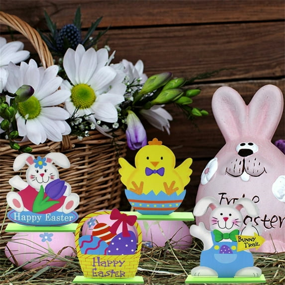 Easter Table Decorations 1 Piece Wooden Centerpieces Standing Bunny ...