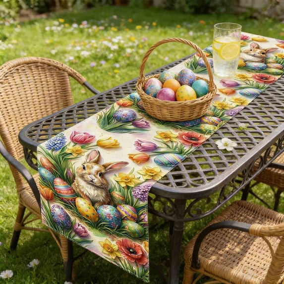 Easter Table Flag Runner,12.99x70.86 Inch Polyester Tablecloth,Home ...