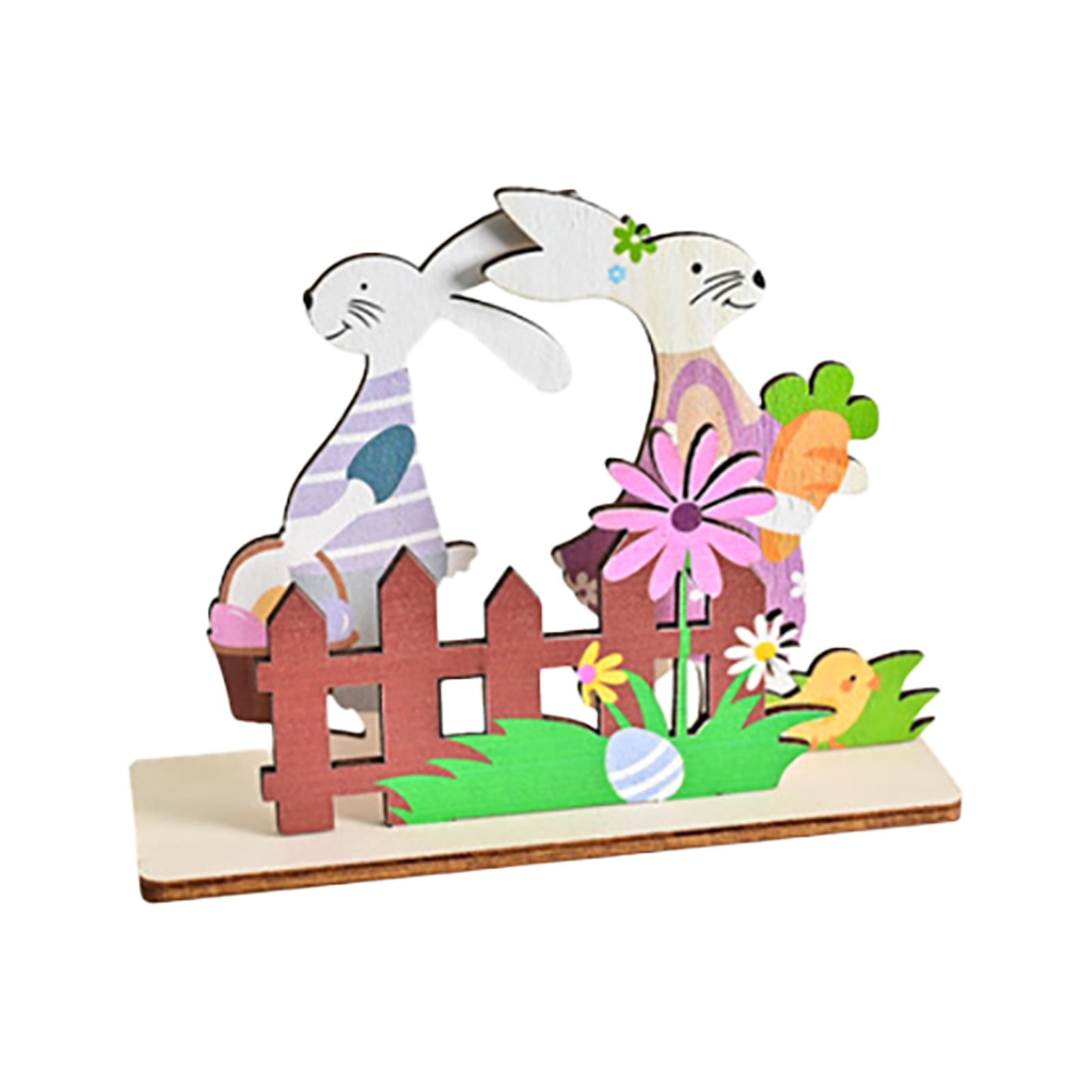 Easter Table Ornaments Happy Bunny Desk Decoration, Cute Wooden Cartoon ...