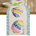 Easter Table Runner - 108 Inch Long Colorful Eggs Rabbit Flowers Leaves ...
