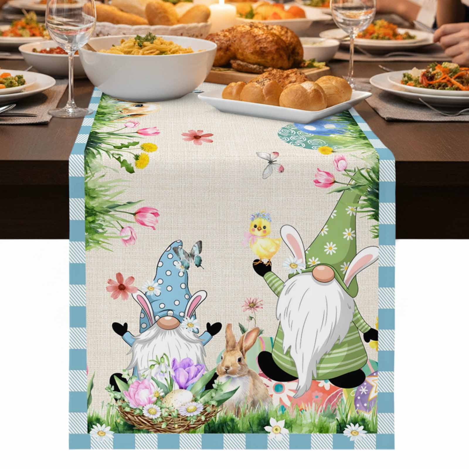 Easter Table Runner 60 Inch Long Dresser Scarves Cotton Linen ...