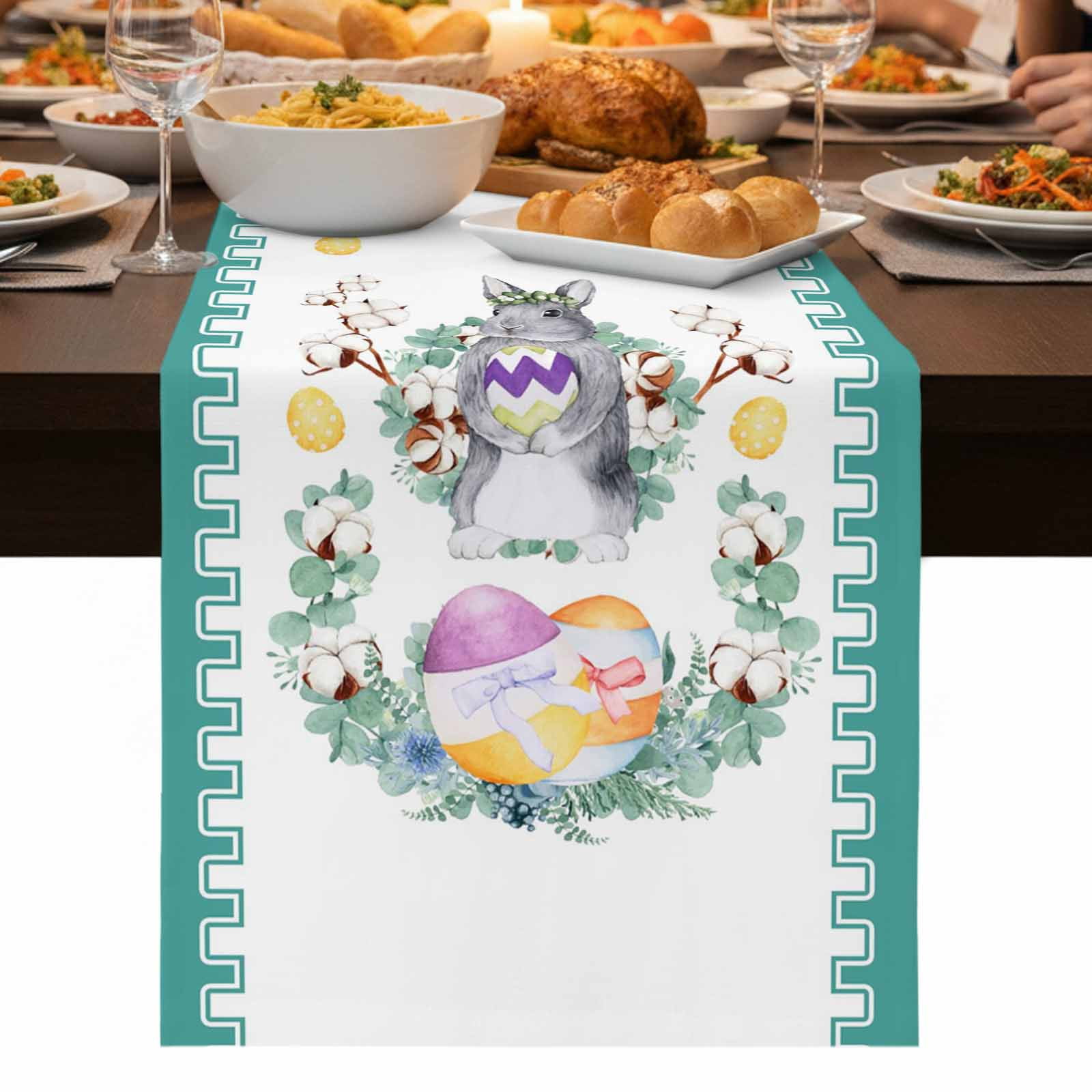 Easter Table Runner 72 Inch Long Dresser Scarves Cotton Linen ...