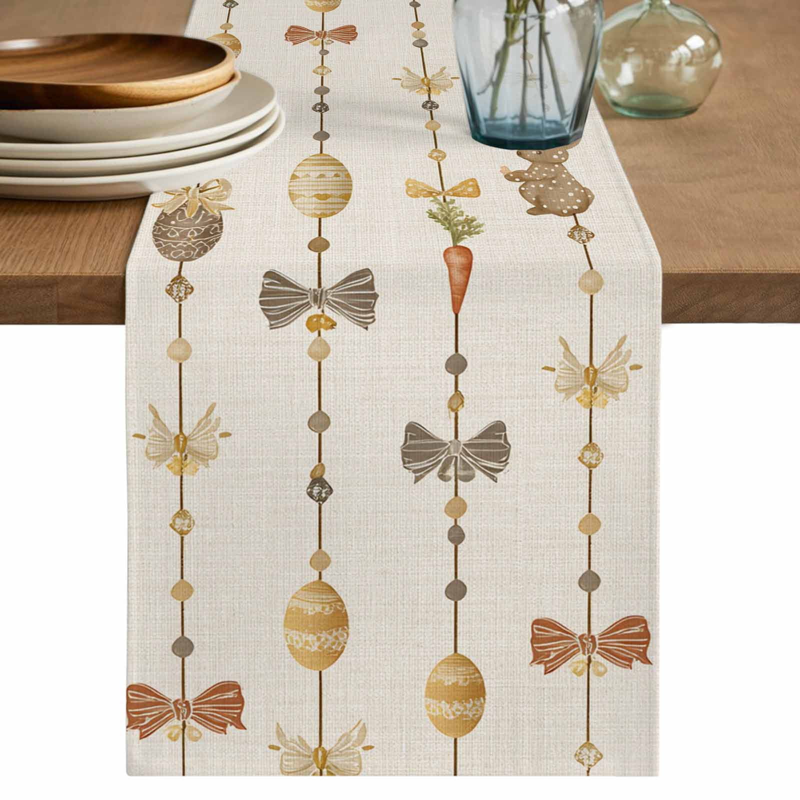 Easter Table Runner 72 Inches, Vintage Funny Country Bunny Eggs Cute ...