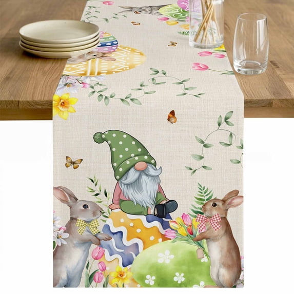 Easter Table Runner 90 Inches Long Farmhouse Dress Scarves, Eggs Gnomes ...