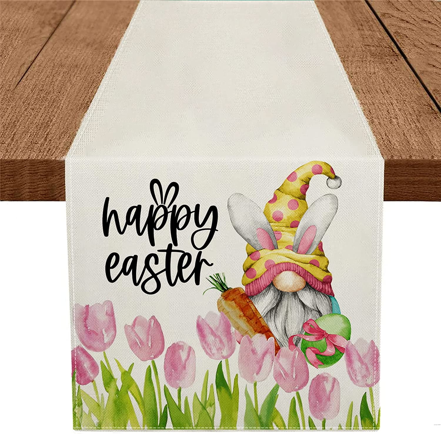 Easter Table Runner Cute Bunny Tulip Happy Easter Seasonal Spring ...