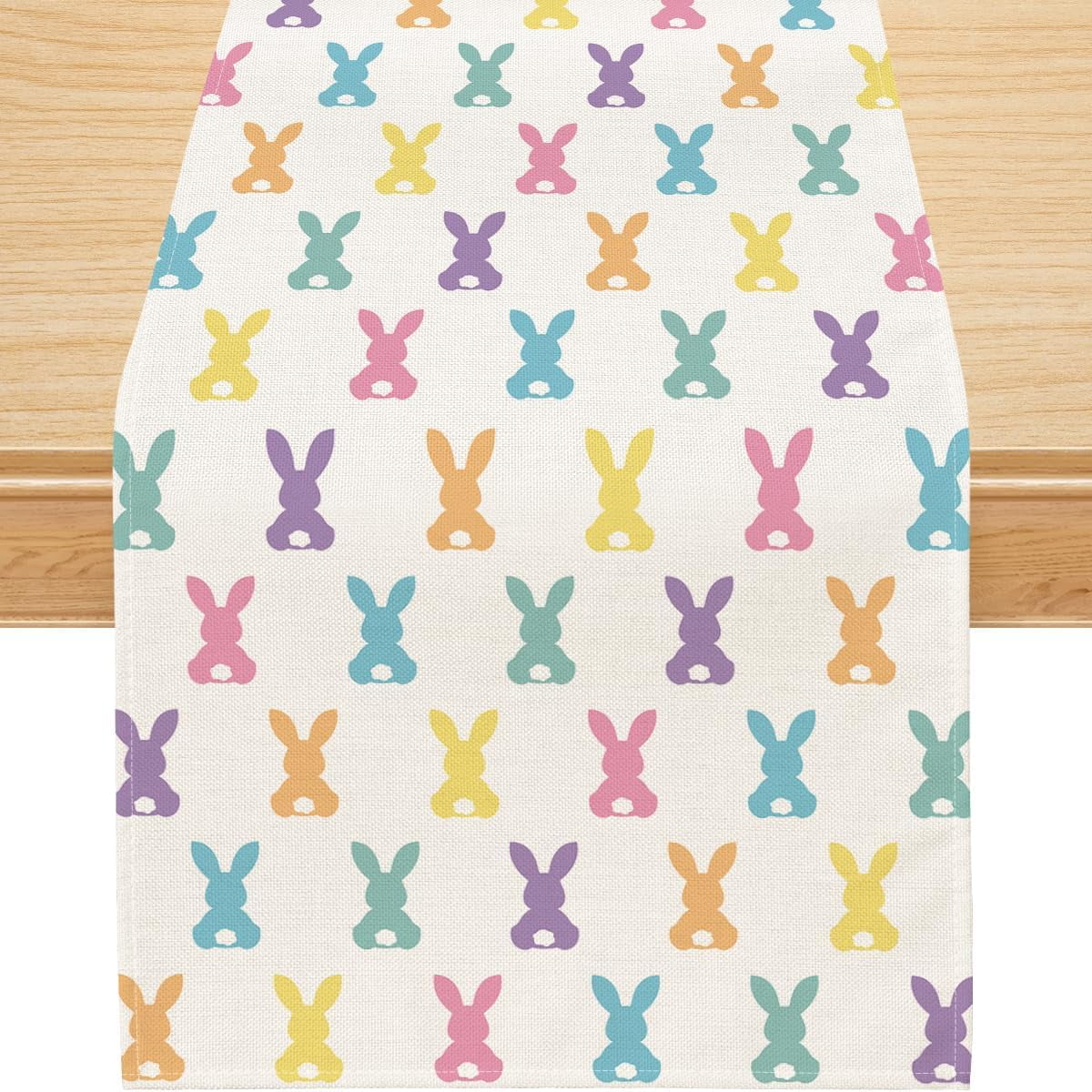 Easter Table Runner, Happy Easter Decorations Colorful Bunny Easter ...