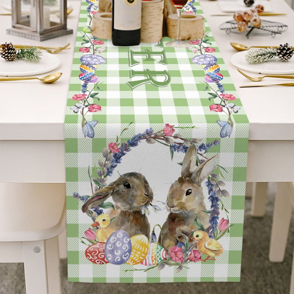 Easter Table Runner,Kitchen Dining Bunny Gnome Easter Table Decor ...