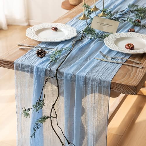 Easter Table Runner Light Blue Cheesecloth Gauze Rustic Cheese Cloth ...
