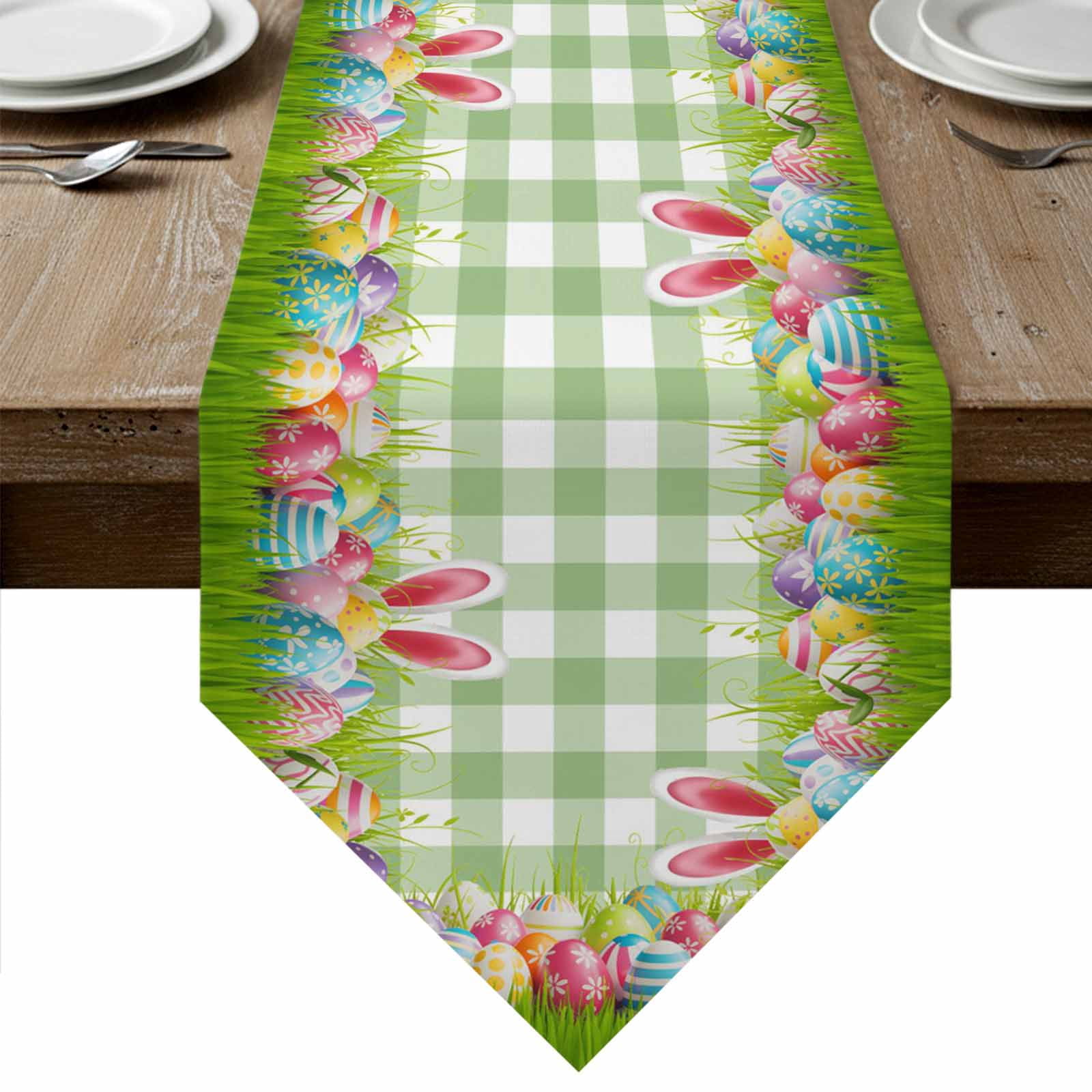 Easter Table Runner Linen Burlap Table Runner 120 Inches Long Rabbit ...