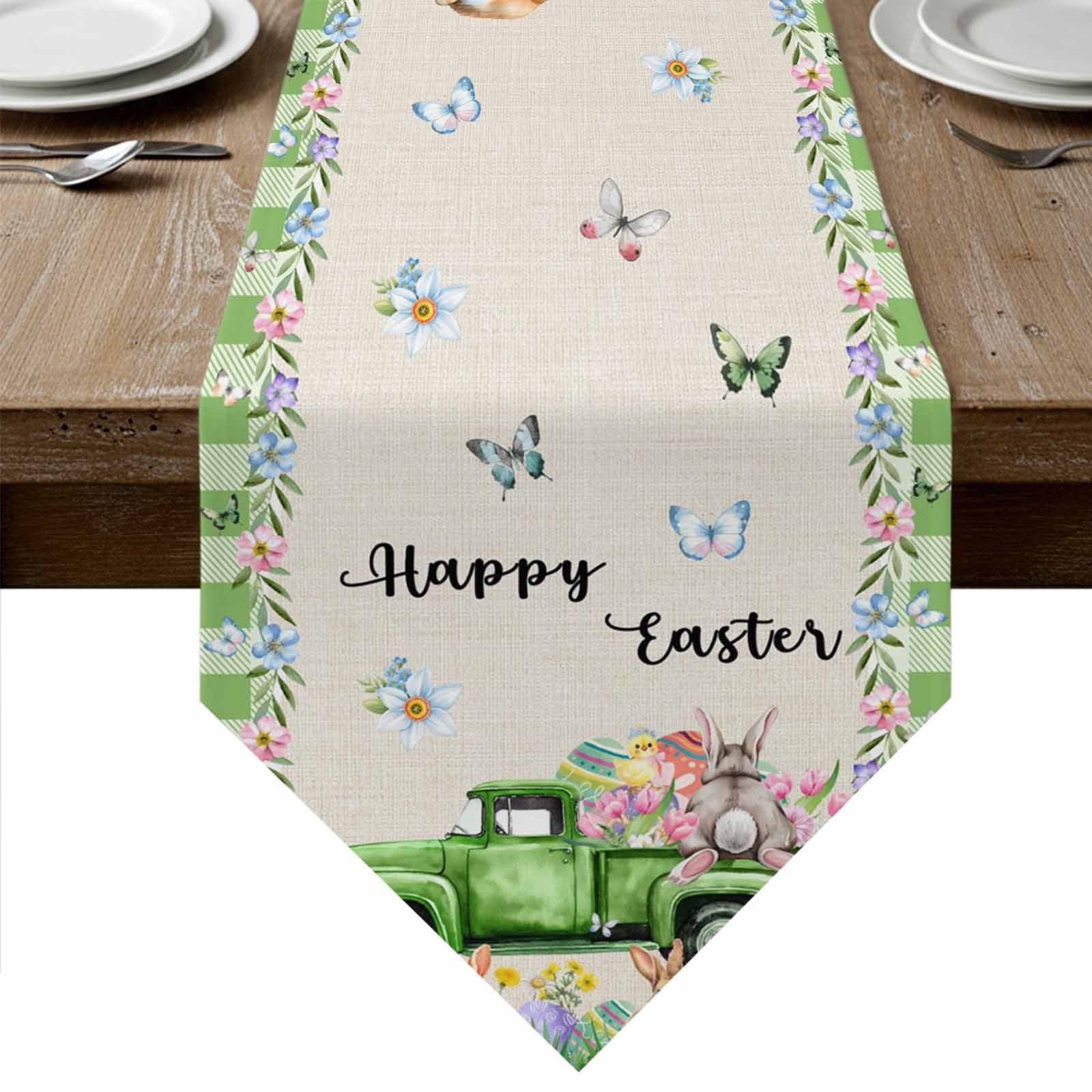 Easter Table Runner Linen Burlap Table Runner 48 Inches Long Spring ...