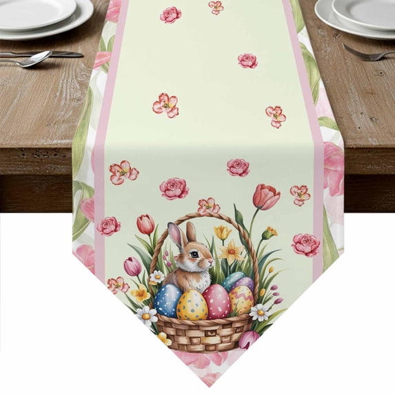 Easter Table Runner Linen Burlap Table Runner 72 Inches Long Spring ...