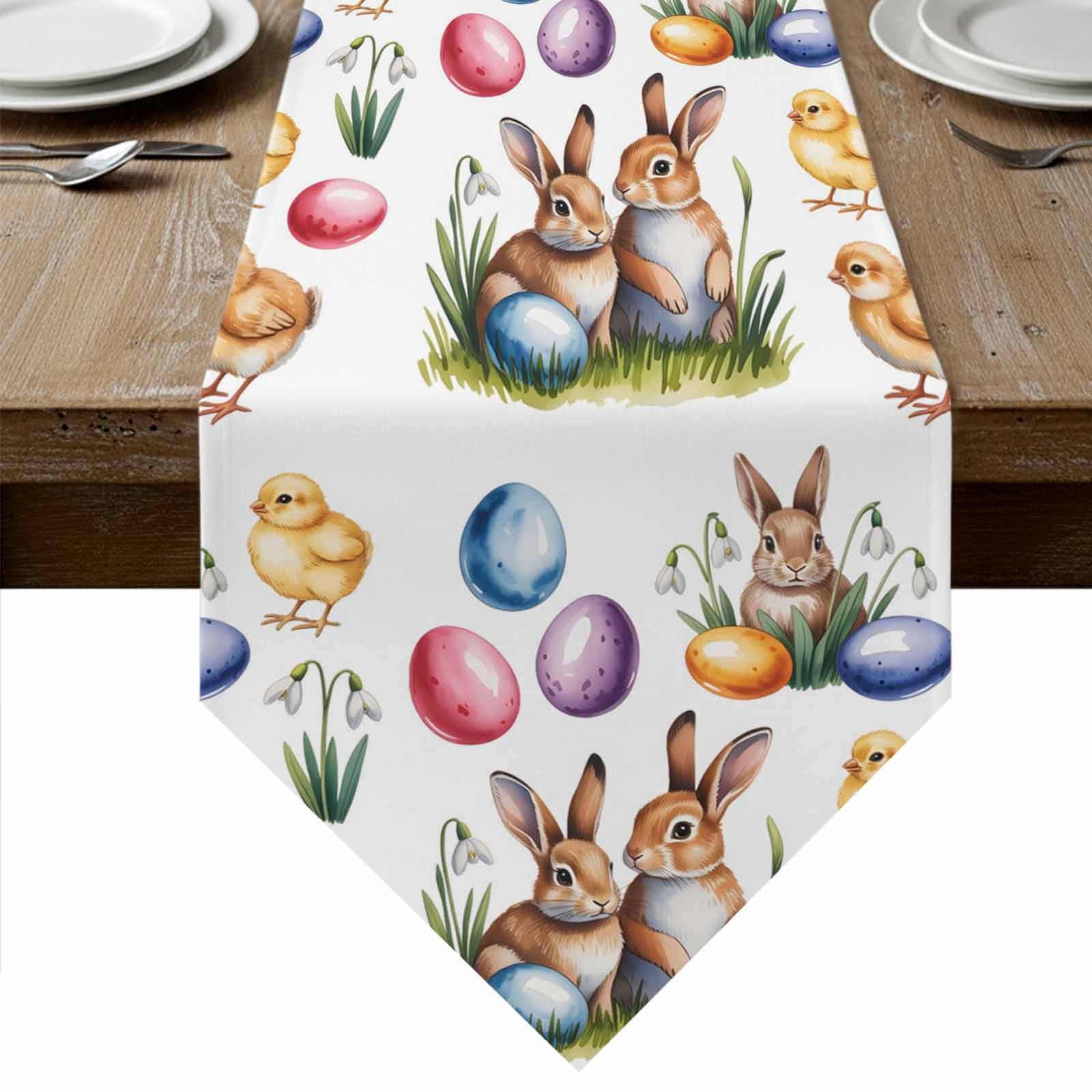 Easter Table Runner Linen Burlap Table Runner 72 Inches Long Spring ...