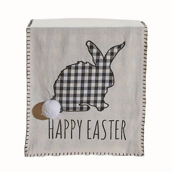 Easter Table Runner - Premium Double-Layer Cotton Linen Fabric, Hand ...