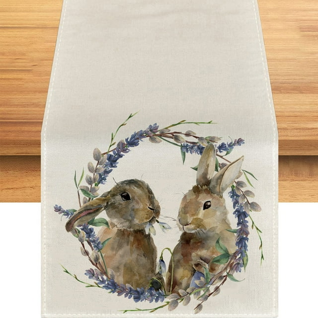 Easter Table Runner Rabbit Home Dining Indoor Seasonal Spring Holiday ...