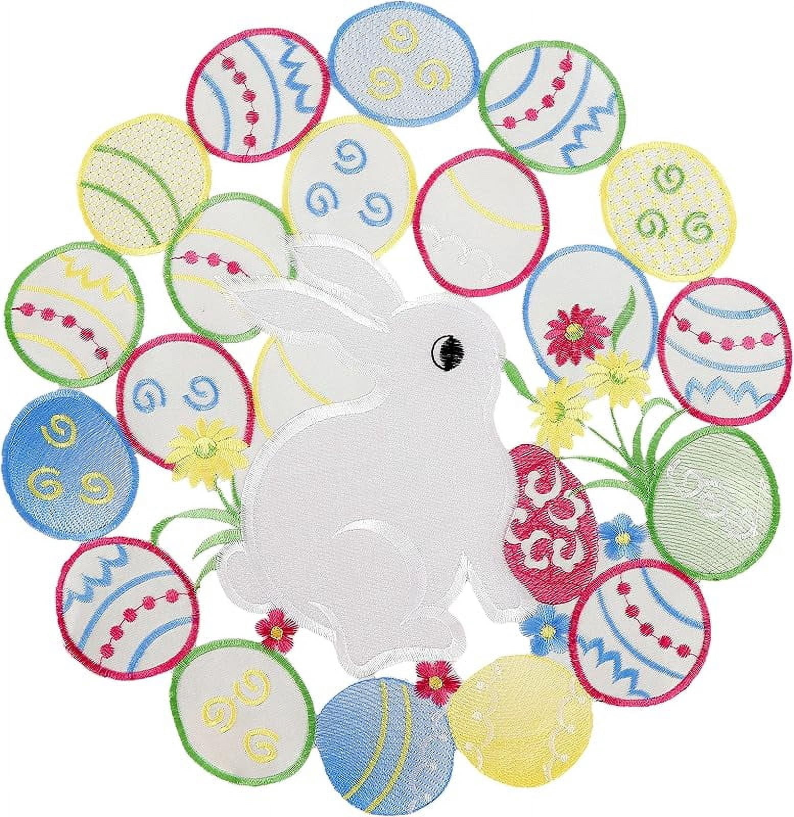 Easter Table Runner Spring Bunnies Eggs Flowery Table Runner Cutwork ...