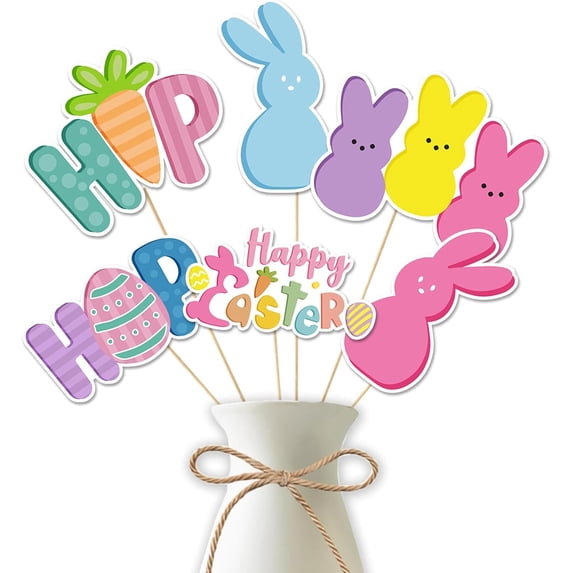 Easter Table Toppers Happy Easter Peeps Centerpiece Sticks Spring Bunny ...