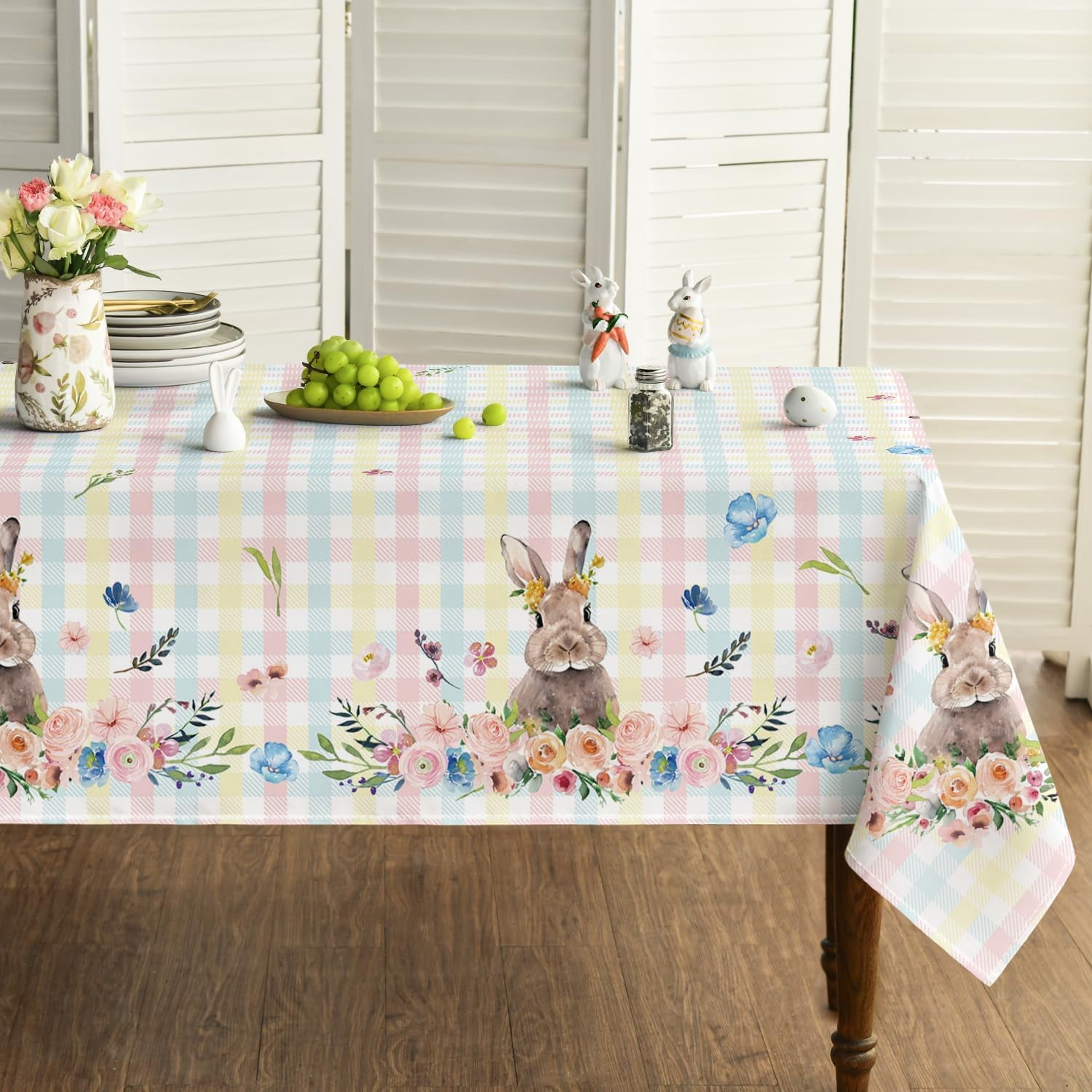 Easter Tablecloth 52×70 Inch Rectangular, Colorful Spring Flower ...