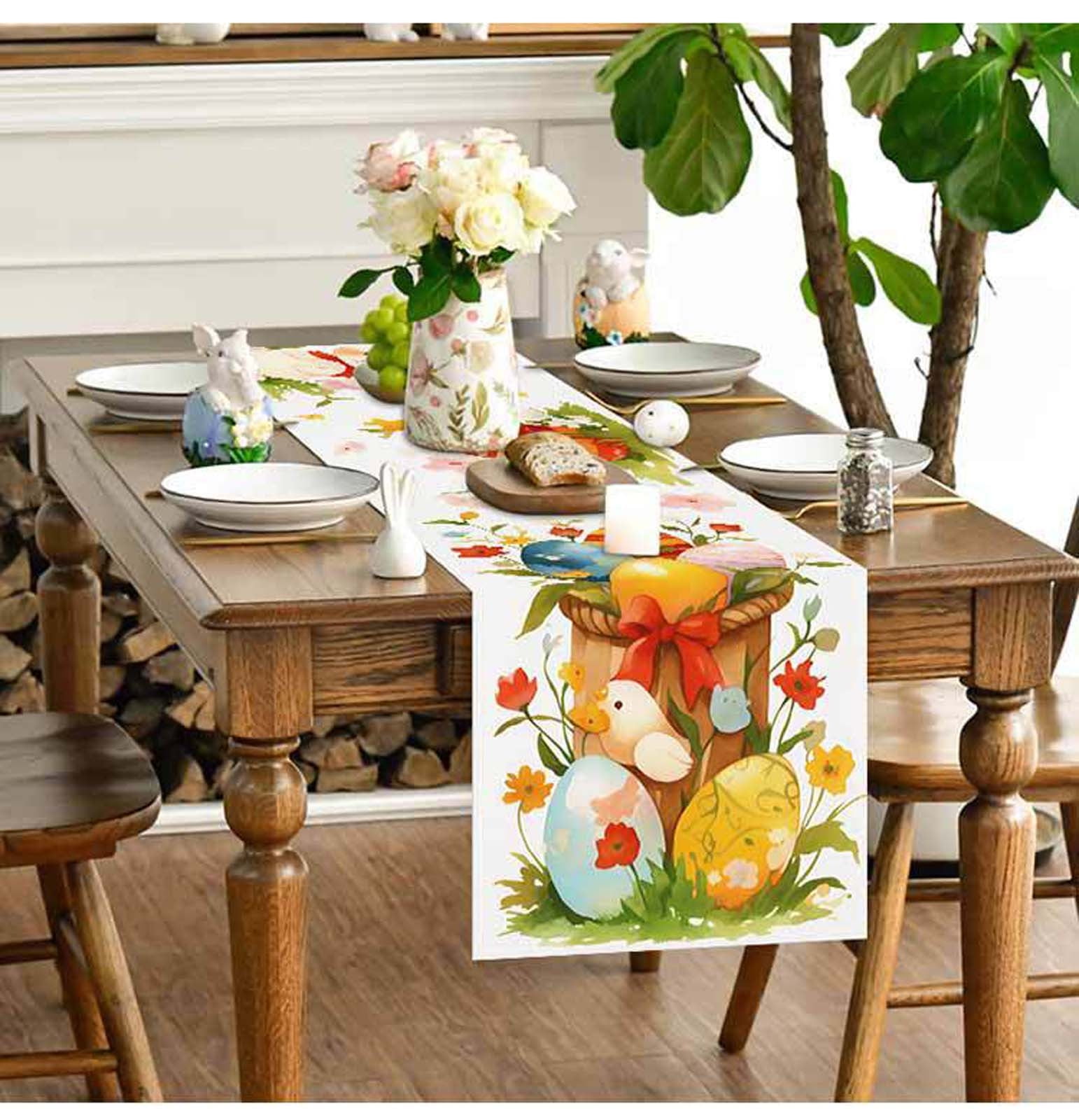 Easter Tablecloth, Easter Print Table Flag Holiday Party Decoration ...