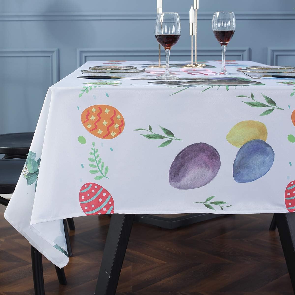 Easter Tablecloth Floral Pattern Polyester Table Cloth Spill Proof ...