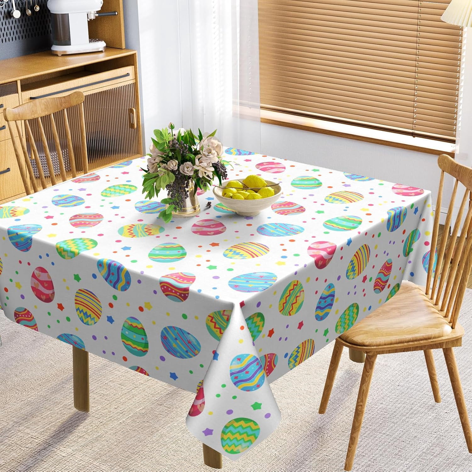Easter Tablecloth Square 52 Inch Colorful Easter Eggs Table Cover ...