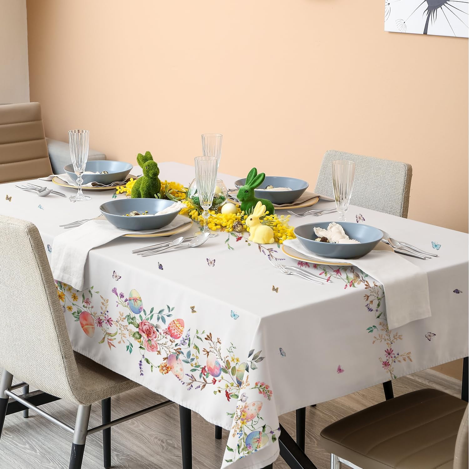 Easter Tablecloth Easter Table Cloth Spring Floral Tablecloths Stain ...
