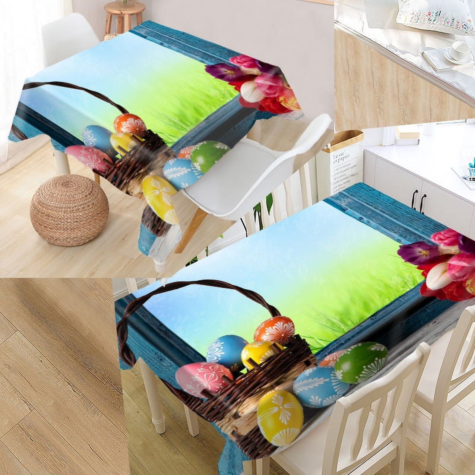 Easter Tablecloths 3D Printed Kitchen r Rectangular Party Home Stain ...