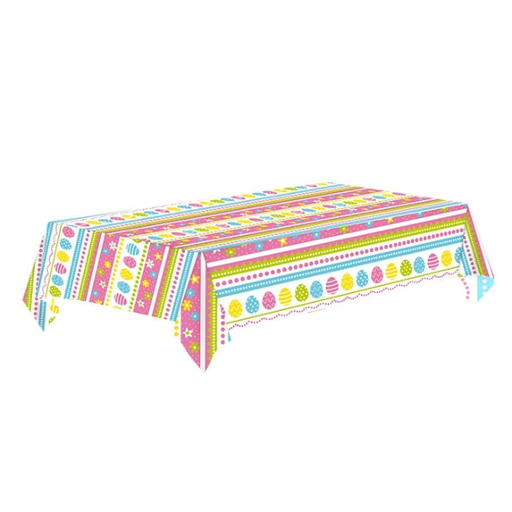 Easter Tablecloths Disposable Plastic with Happy Easter Paper Banner ...