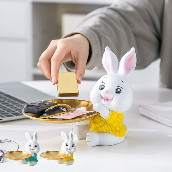 Easter Tabletop Decorations, Ceramic Bunny Figurine Featuring Green ...