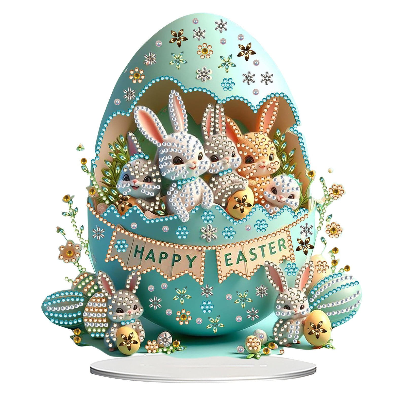 Easter Tabletop Diamond Art Painting Kit - Easter Egg Rabbit Desktop Ornament, Special Shaped ...