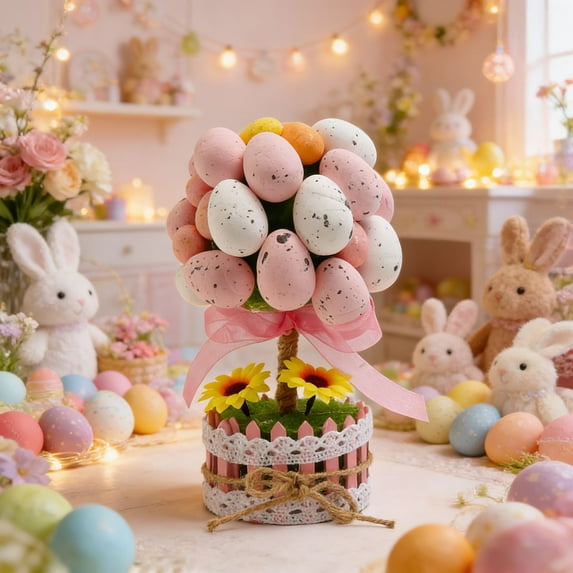 Easter Tabletop Easter Egg Tree Decor, Easter Egg Flower Pot Artificial ...
