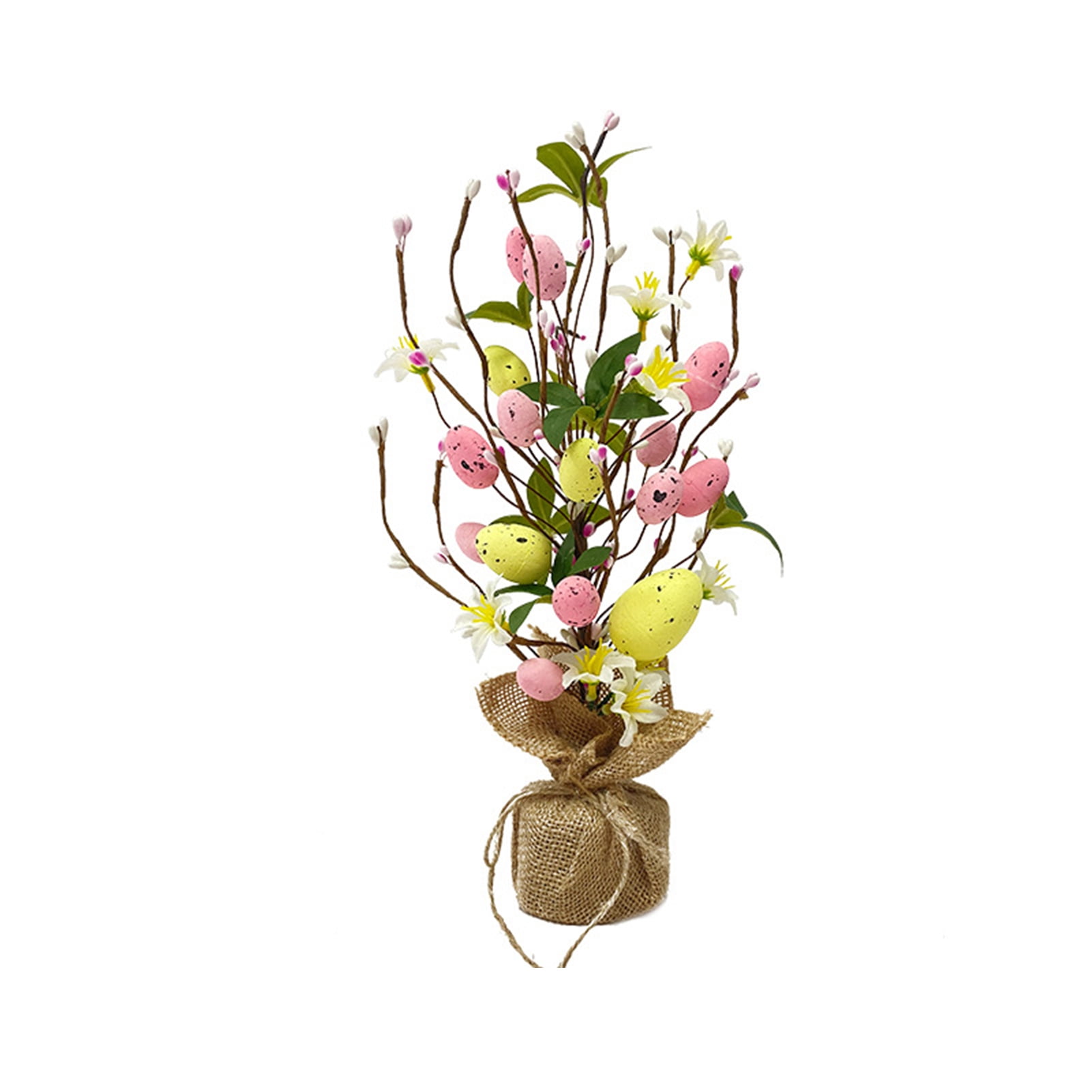 Easter Tabletop Tree Decoration - Fake Silk Flowers & Mini Colorful ...