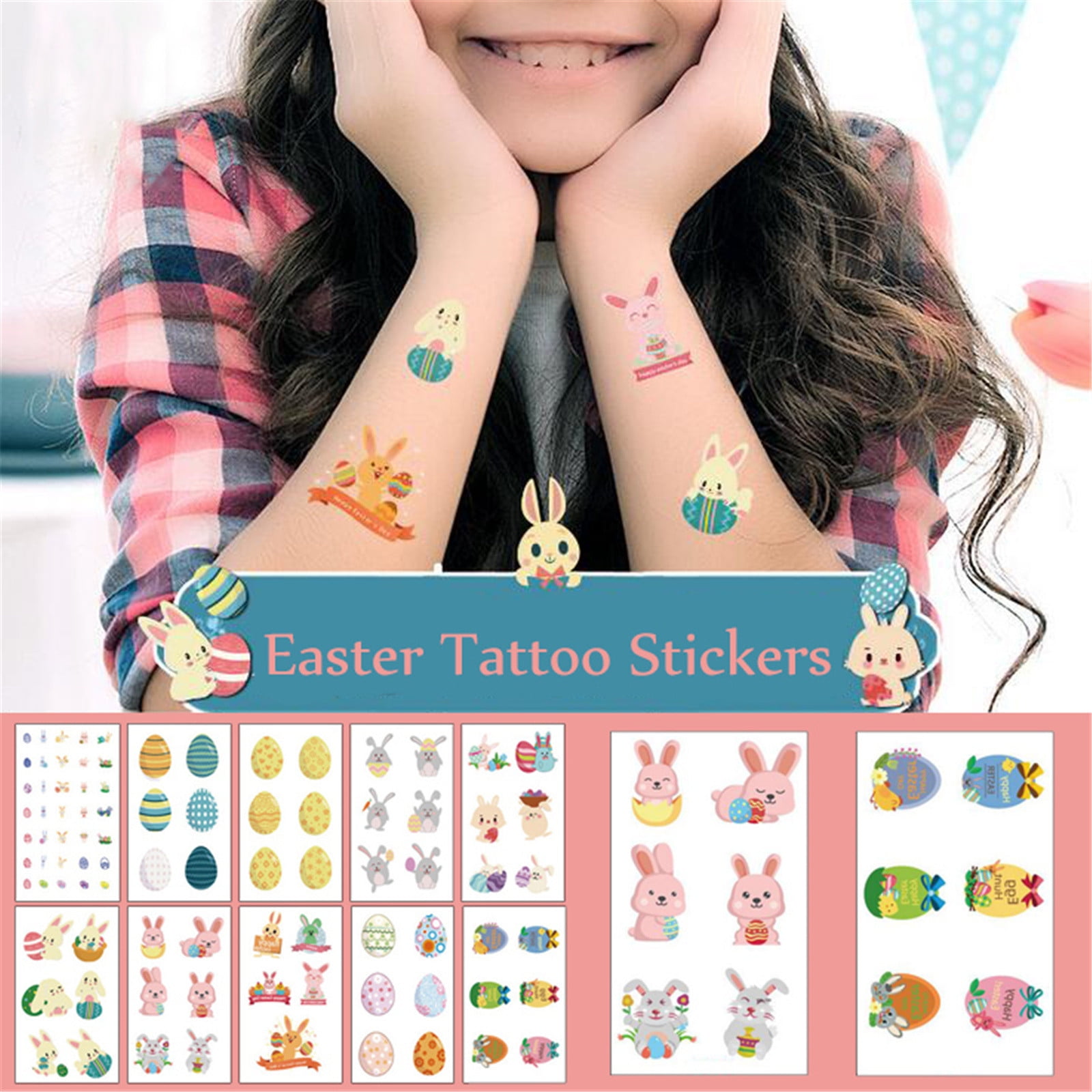 Easter Tattoos for Kids, Colorful Easter Tattoos Stickers Easter ...