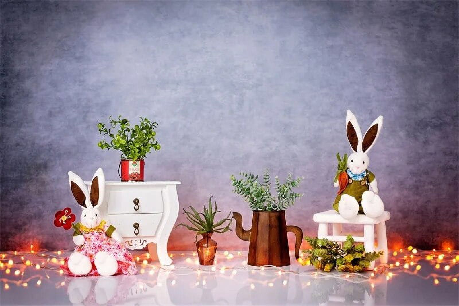 Easter Theme Birthday Background Rustic Wood Door Cute Rabbit Flower ...