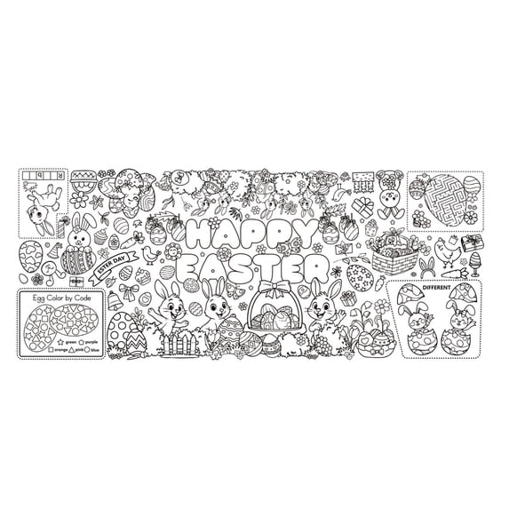 Easter Theme Coloring Poster Waterproof Paper Tablecloth, Kids Fun ...