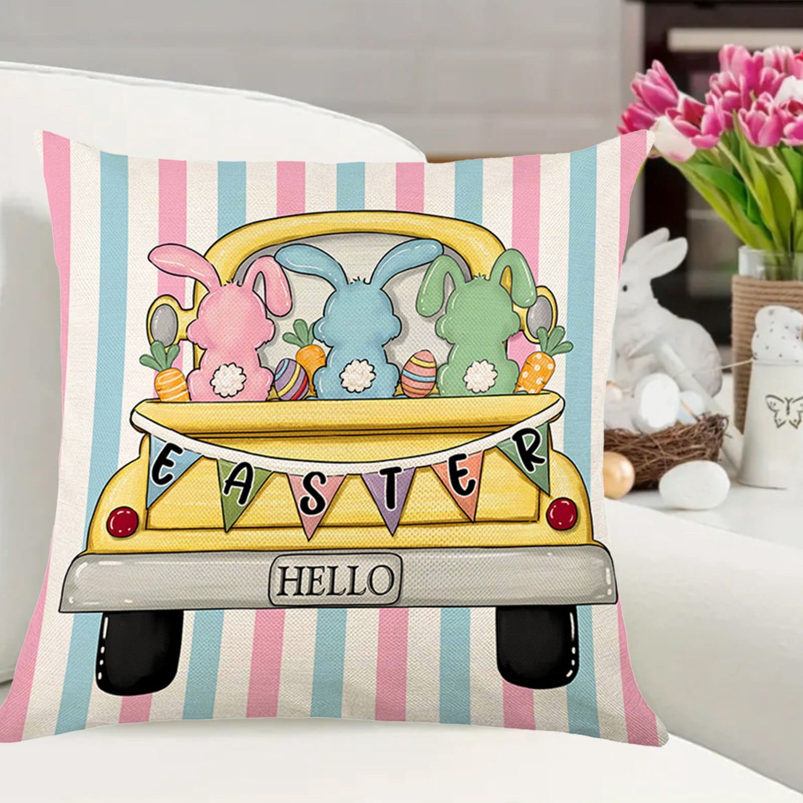Easter Theme Pillow Cover Colorful and Lovely Design Add Festive Mood ...