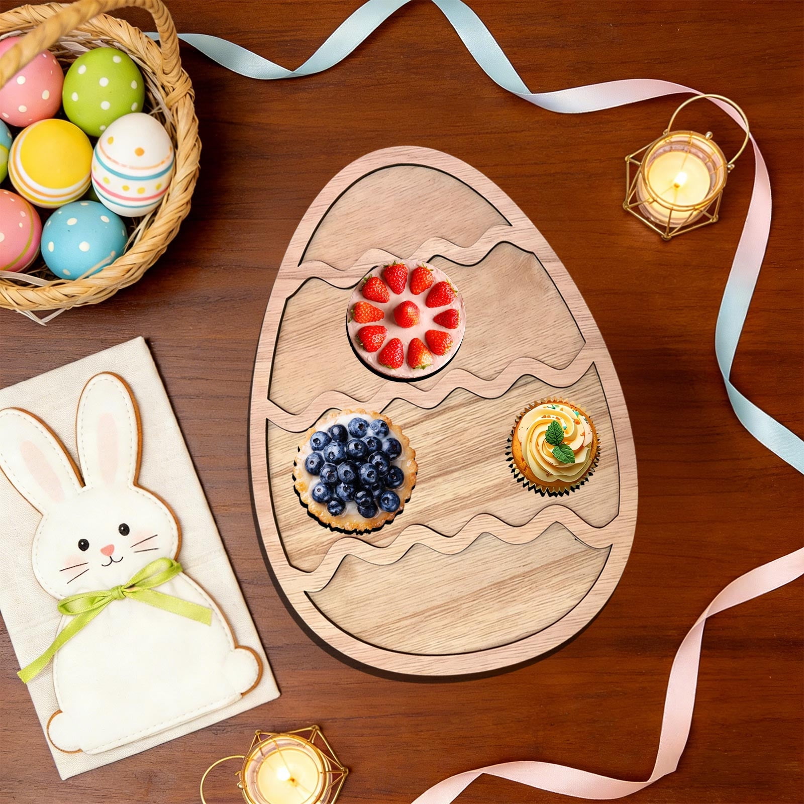 Easter Theme Wooden Tray,Easter Wooden Platters Bunny and Carrot Shape ...