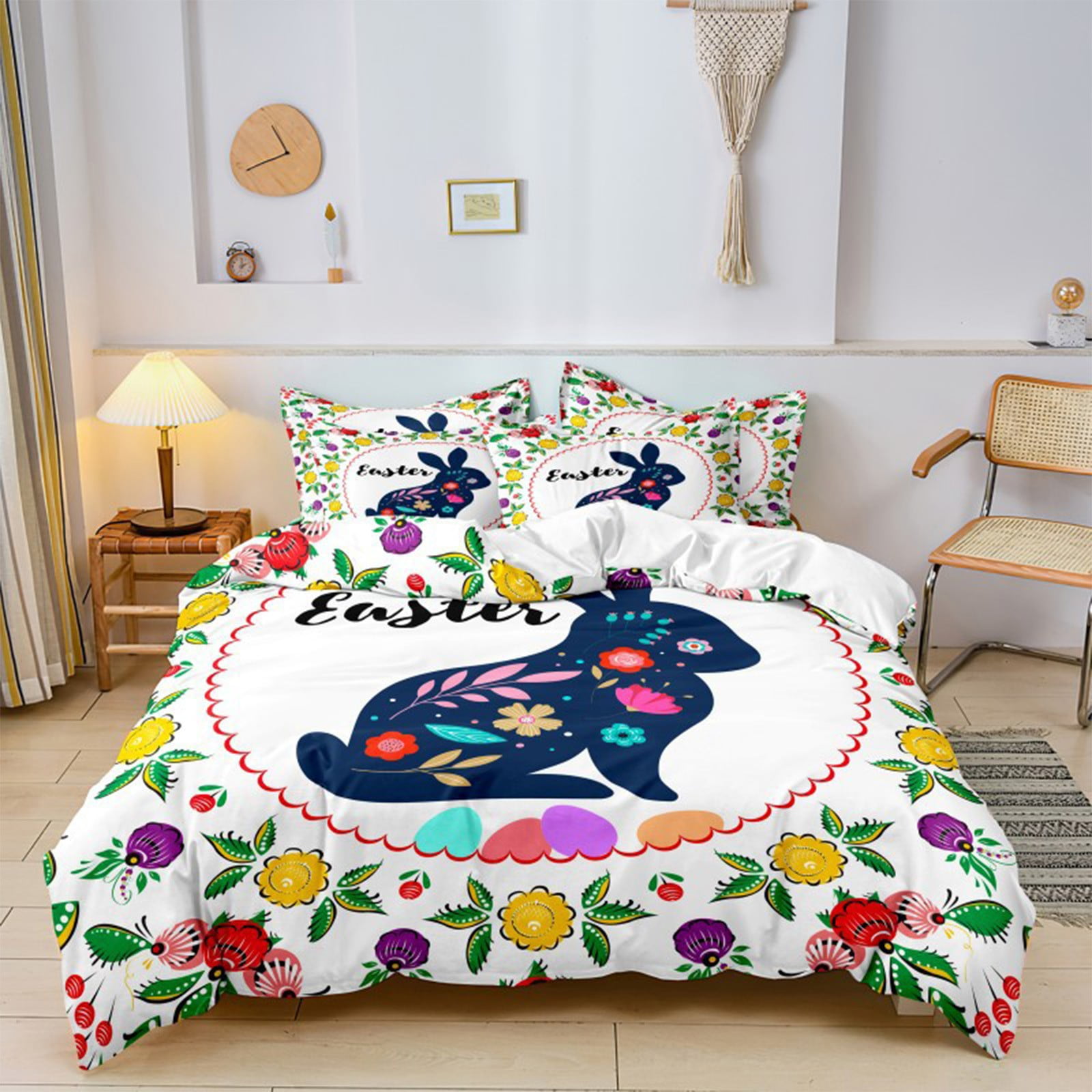 Easter Themed 3-Piece Bedding Set with Cartoon Rabbit and Egg Patterns ...