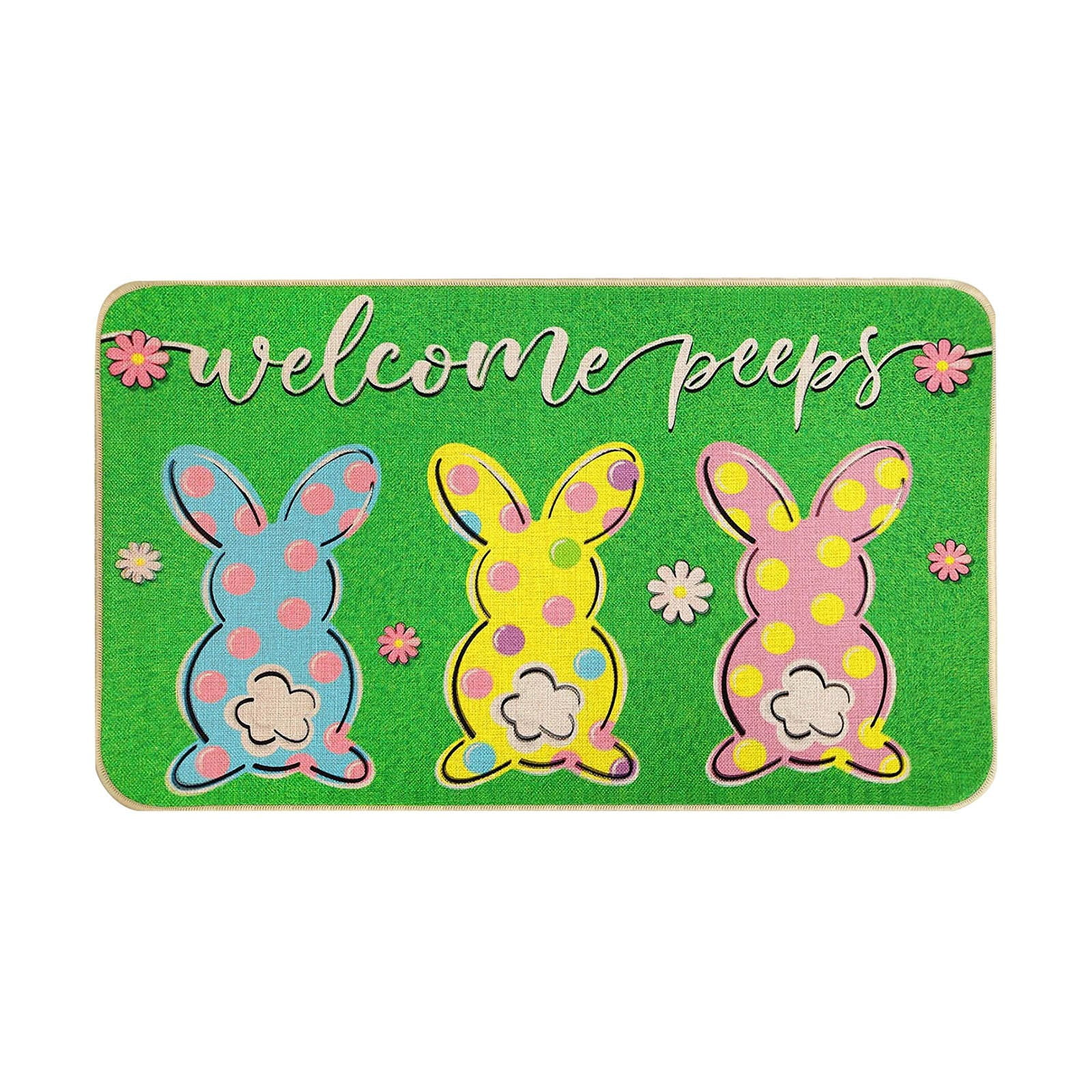 Easter Themed Coir Door Mat Bunny Eggs Design Indoor Outdoor Welcome ...