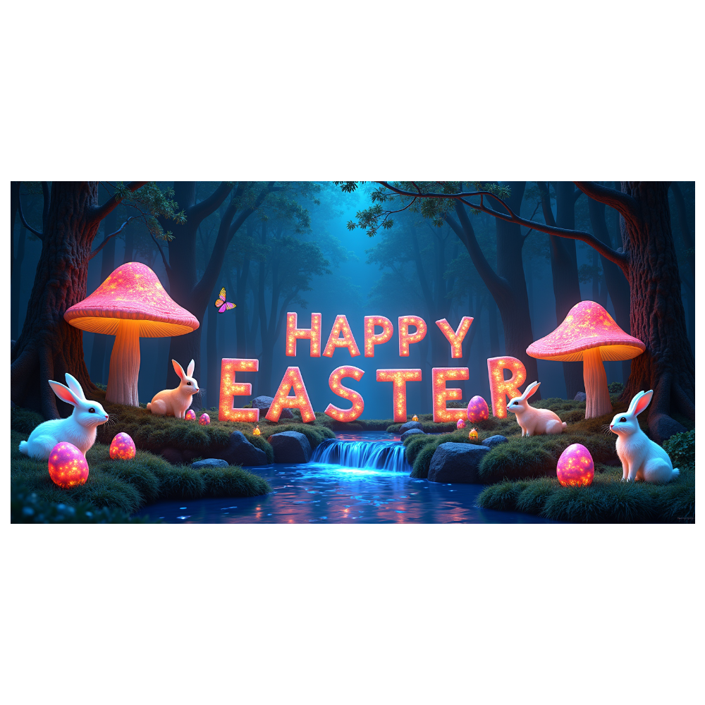 Easter Themed Egg Shaped Banner with Cityscape Inside Happy Easter ...