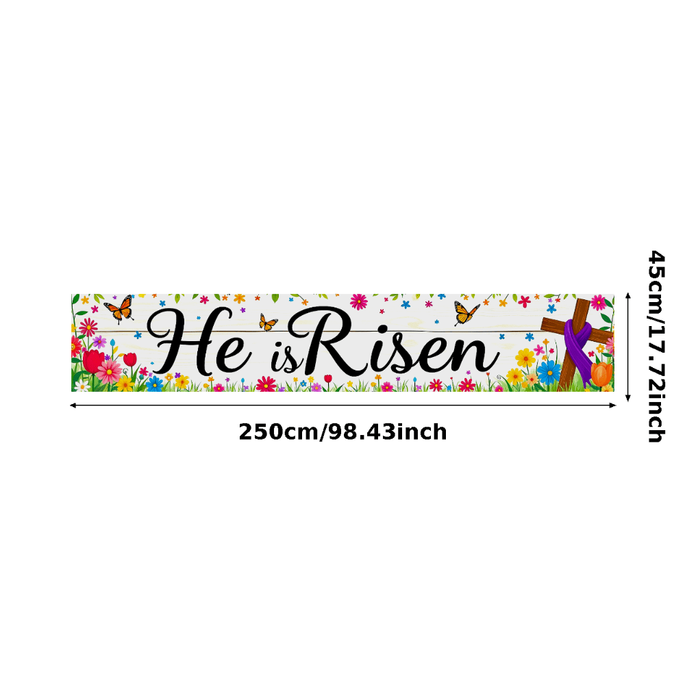 Easter Themed Floral Decorated Backdrop Banner with Cross and ...
